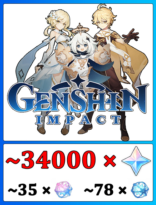 Sell Genshin Impact Account With ~34000 PrimoGem